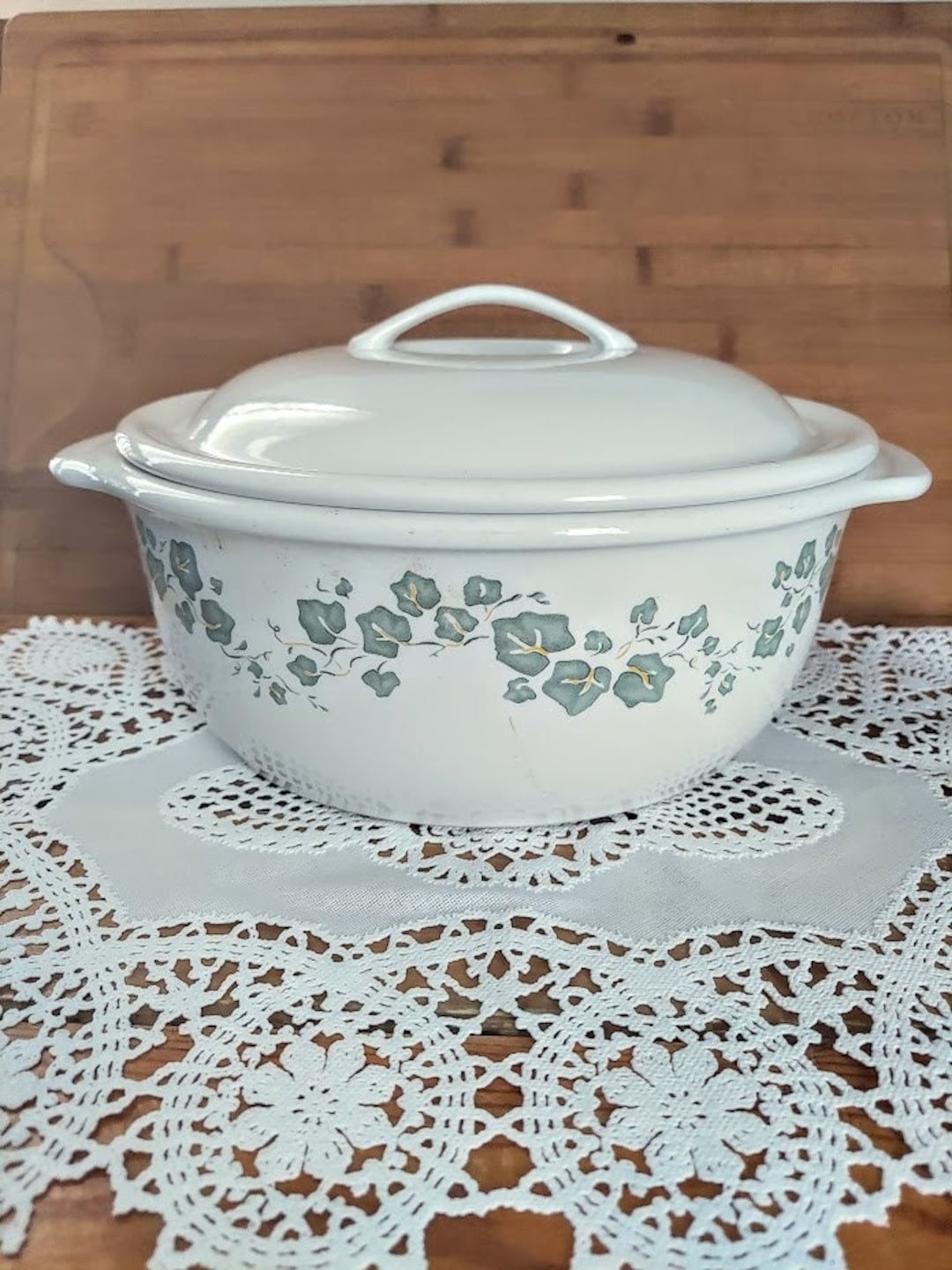 Vintage Large CORELLE COORDINATES Casserole Dish With Lid "ivy" 2.5 ...