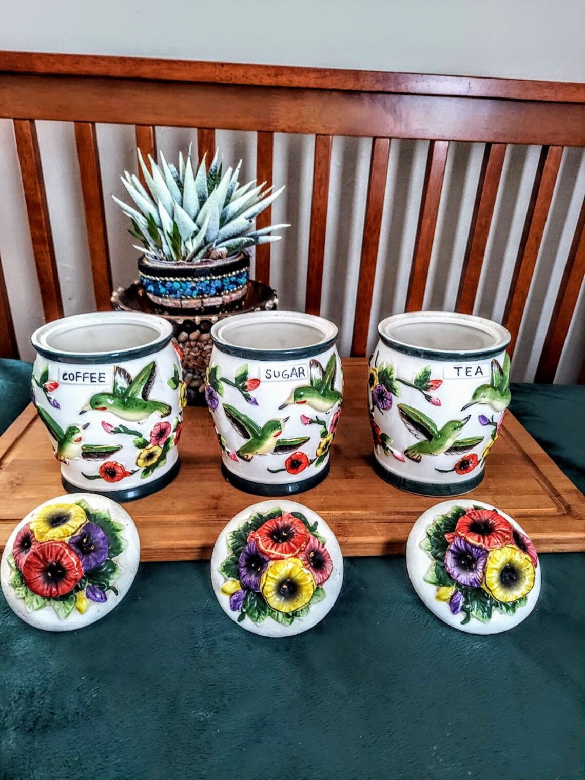 Vintage Unique Ceramic Hummingbird Canisters Set of Three | Etsy Canada