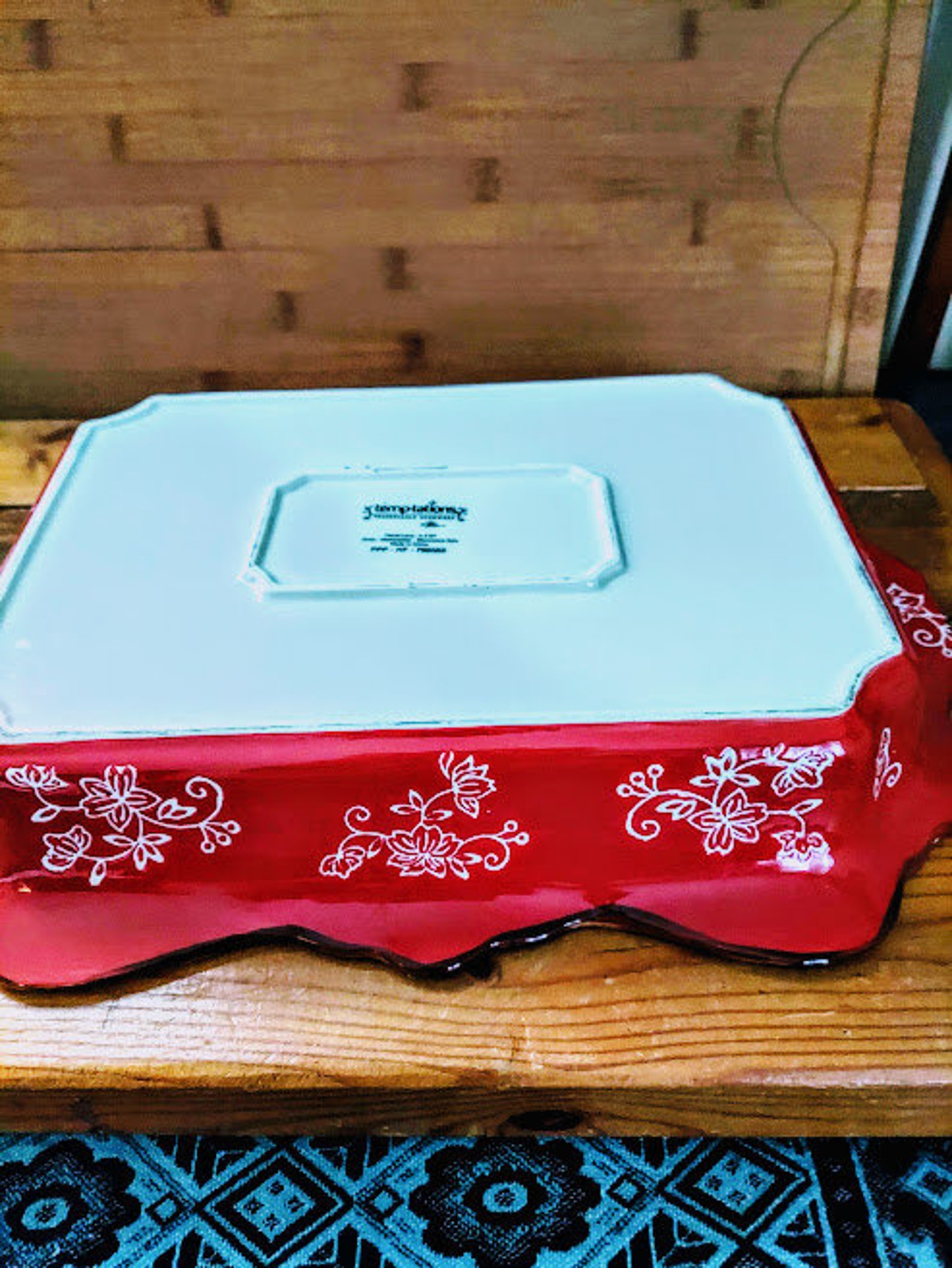 Vintage TEMP-TATIONS Rectangular Floral Lace Cranberry Ceramic | Etsy