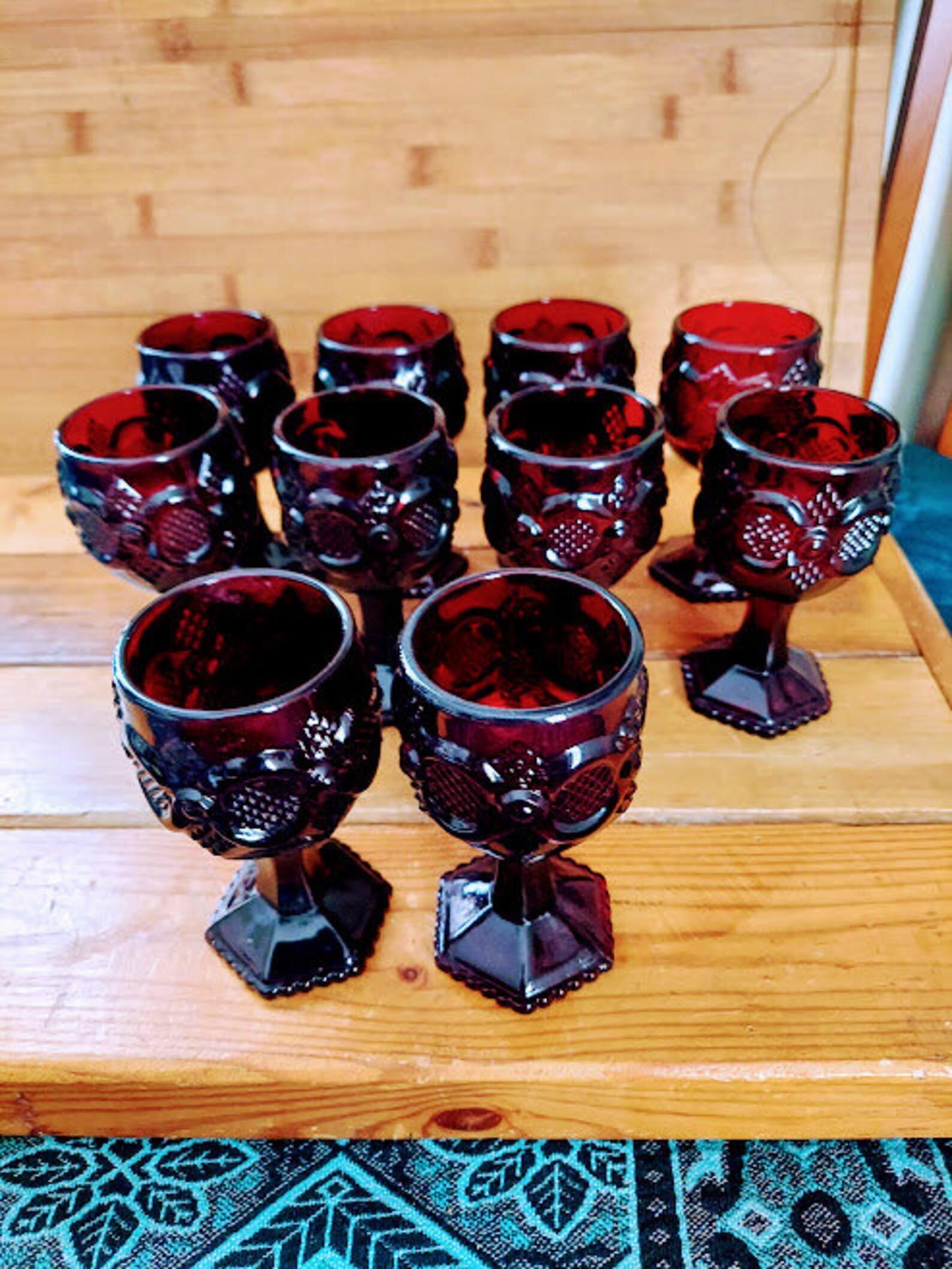 Vintage Ten AVON CAPE Cod Ruby Red Cut Glass Goblets - Etsy