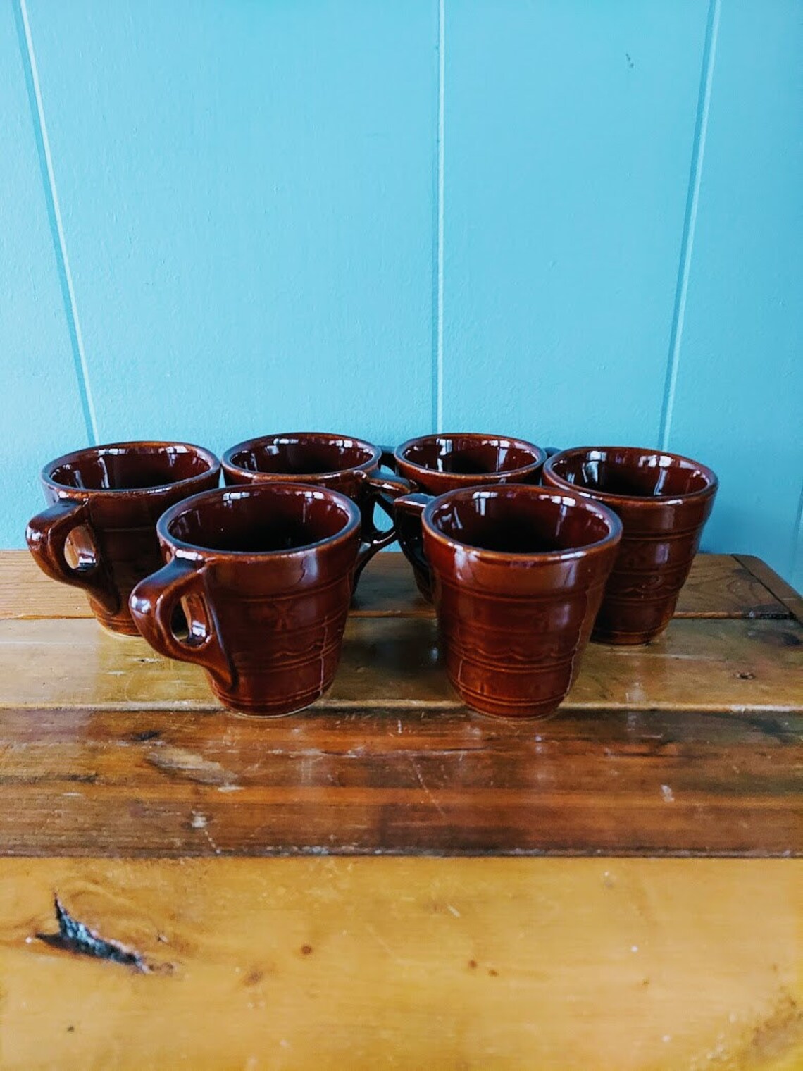 Vintage Set of 6 Macrest USA Daisy Dot Brown Ware Coffee Mugs - Etsy