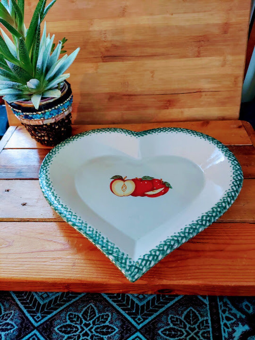 Vintage Ceramic TENDER HEARTS Heart Shaped Pie Pan Retro Country ...