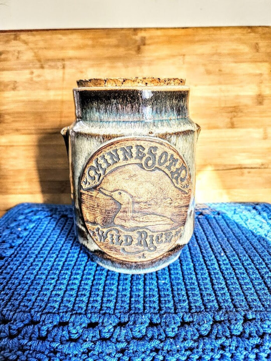 Vintage Rustic Minnesota Wild Rice Pottery Stoneware Container Duck in ...