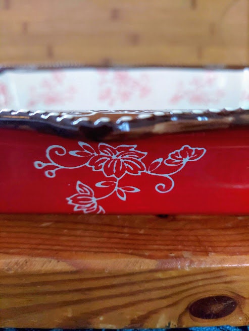 Vintage TEMP-TATIONS Rectangular Floral Lace Cranberry Ceramic | Etsy