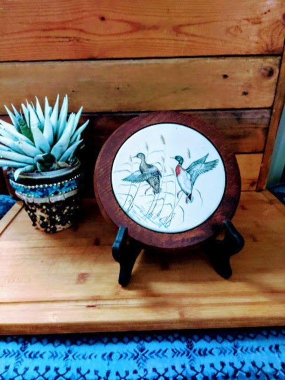 Rustic Duck Trivet Vintage Wood and Ceramic Hot Plate Wall | Etsy