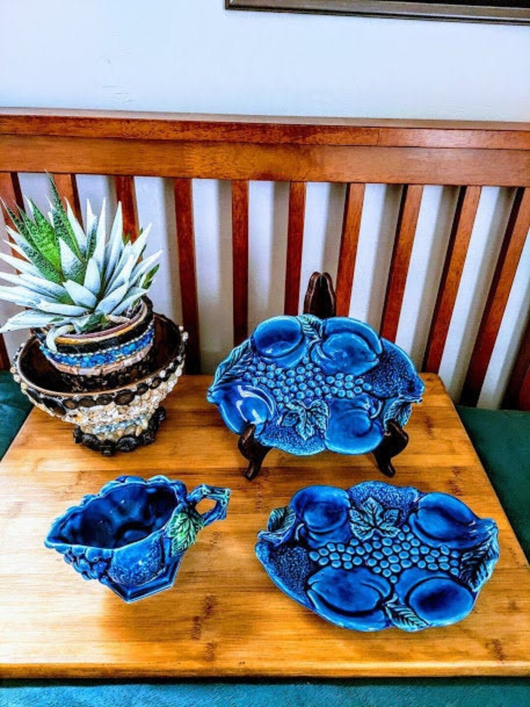 Vintage Inarco Mood Indigo Blue Embossed Fruit Set - Etsy