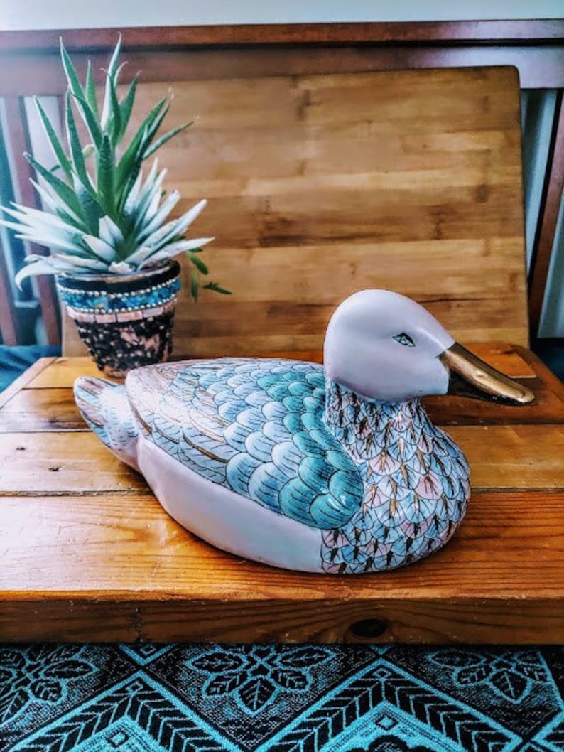 Vintage Beautiful Large Ceramic Duck Hand Painted Chinese - Etsy