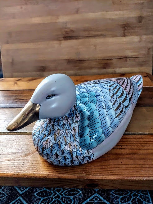 Vintage Beautiful Large Ceramic Duck Hand Painted Chinese | Etsy