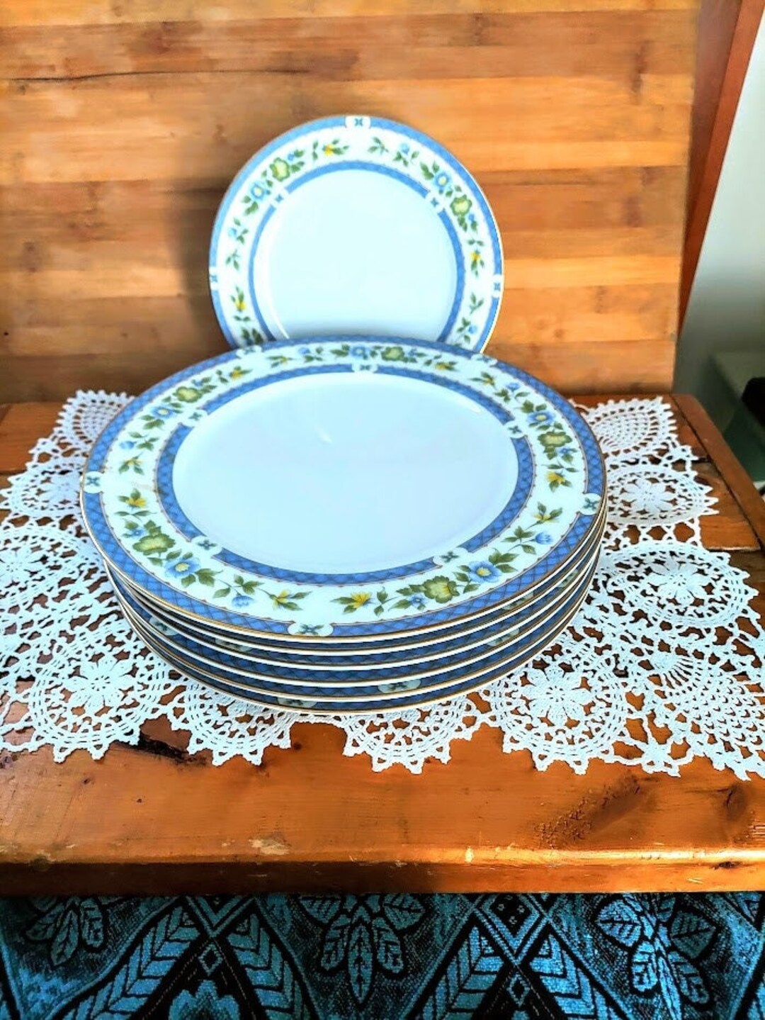 Vintage Seven SANGO Trianon Pattern Dinner Plates Made in Japan Floral ...