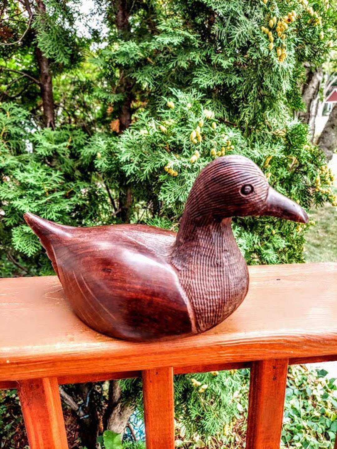 Vintage Hand Carved Wooden Duck - Solid Wood Duck 10
