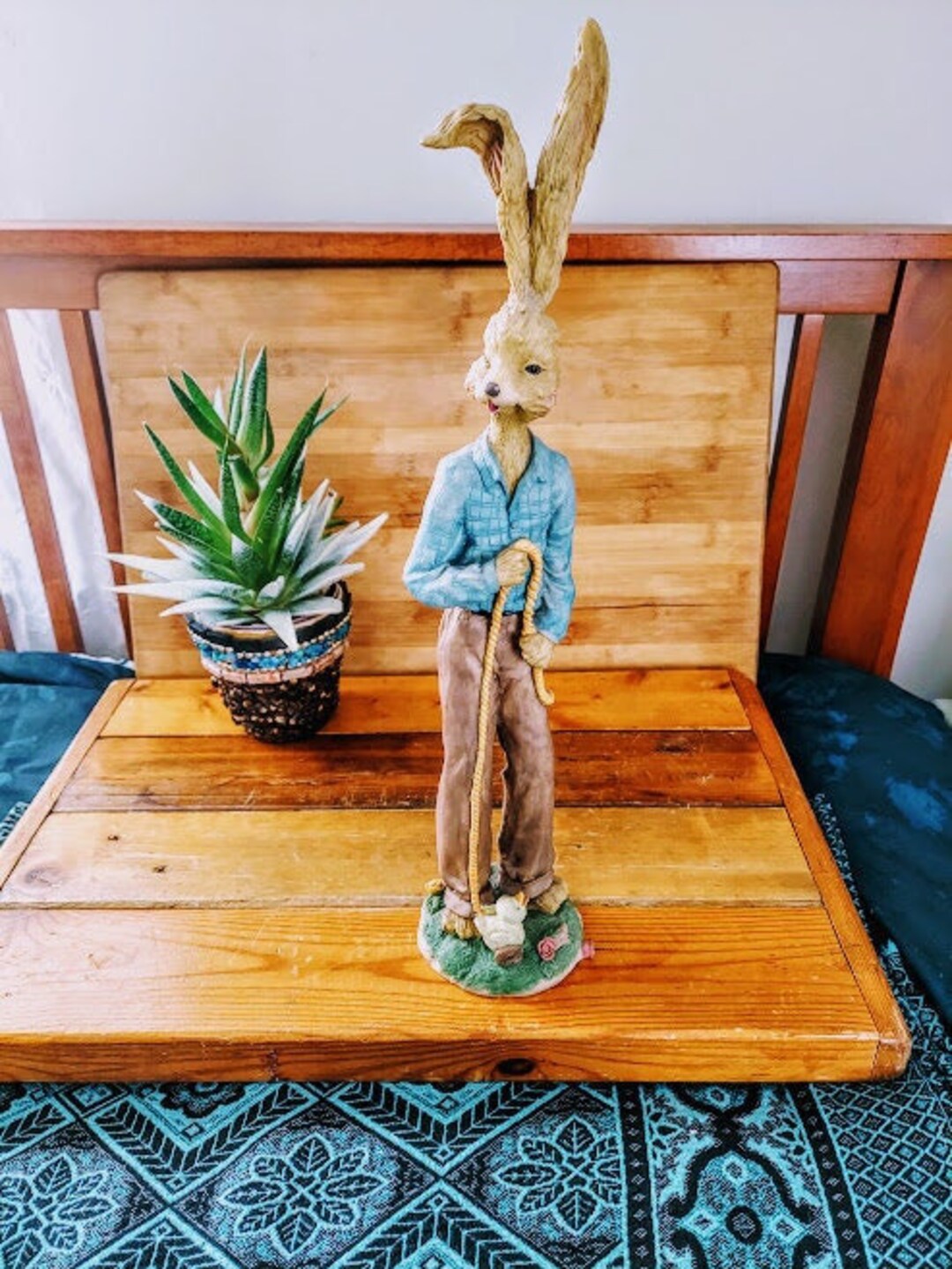 Vintage Tall 16" Unique Ceramic Rabbit Sculpture Retro Bunny Figurine ...