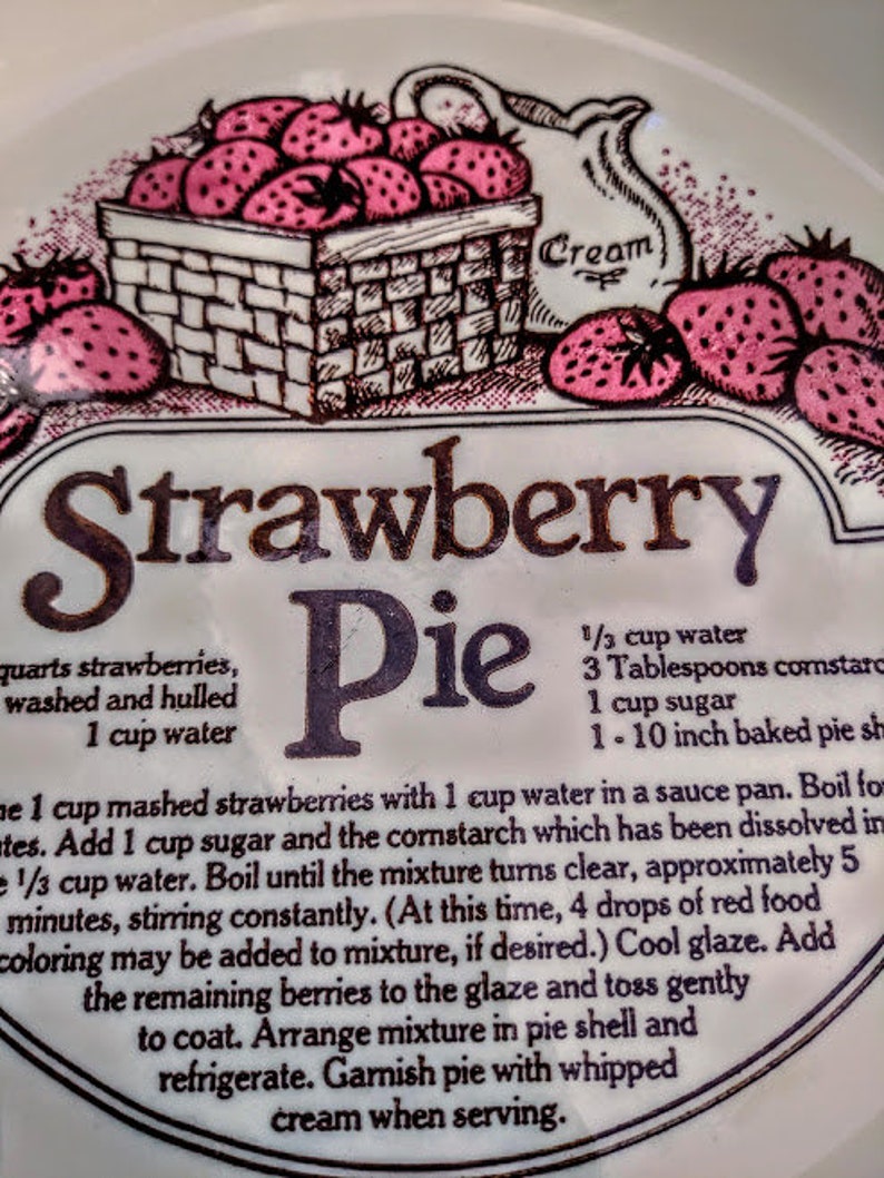 Vintage Ceramic Strawberry Pie Plate Fluted With Recipe COUNTRY HARVEST ...