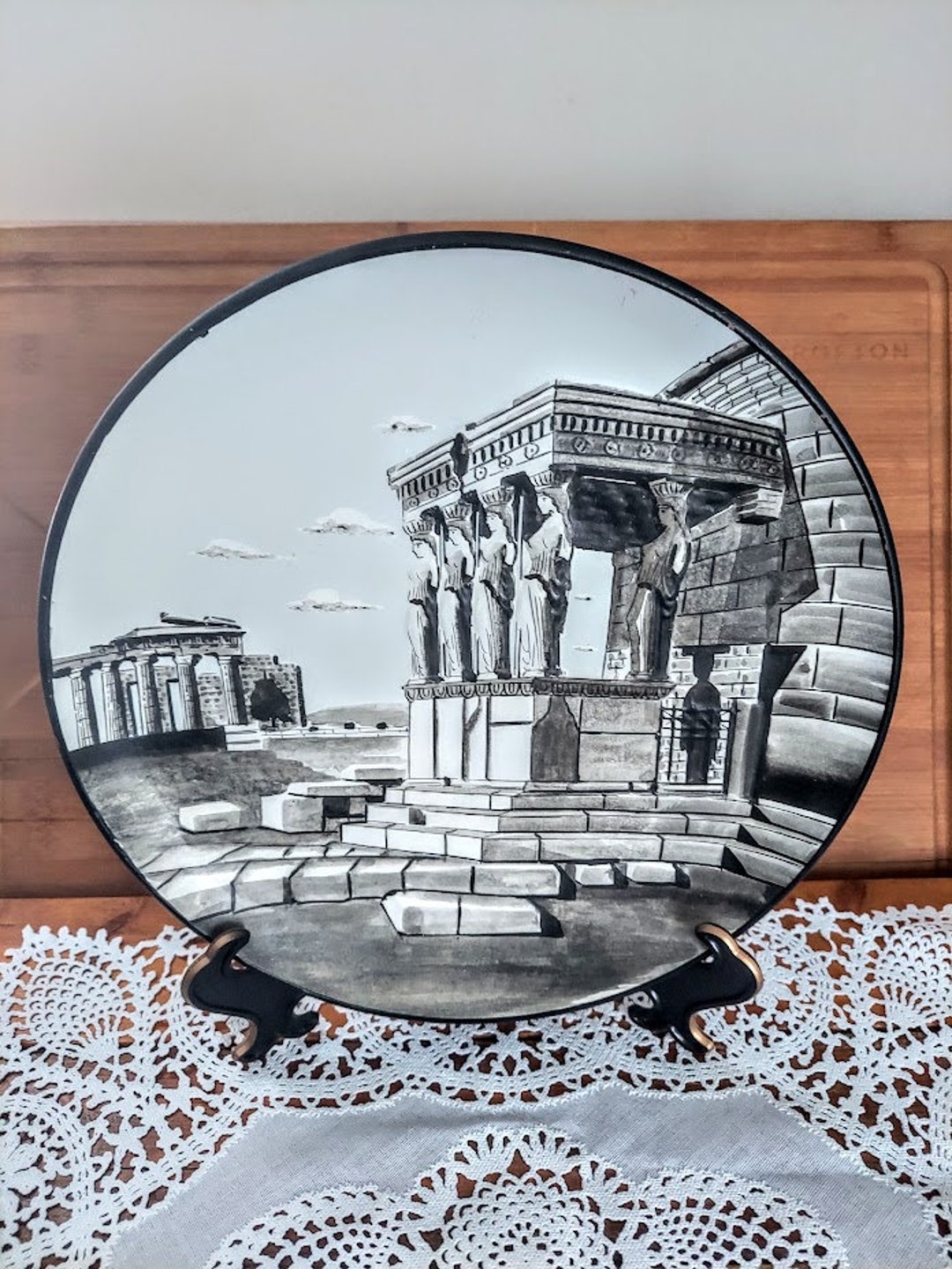 Vintage Handmade Greek Embossed Porcelain Decorative Plate Signed Retro ...