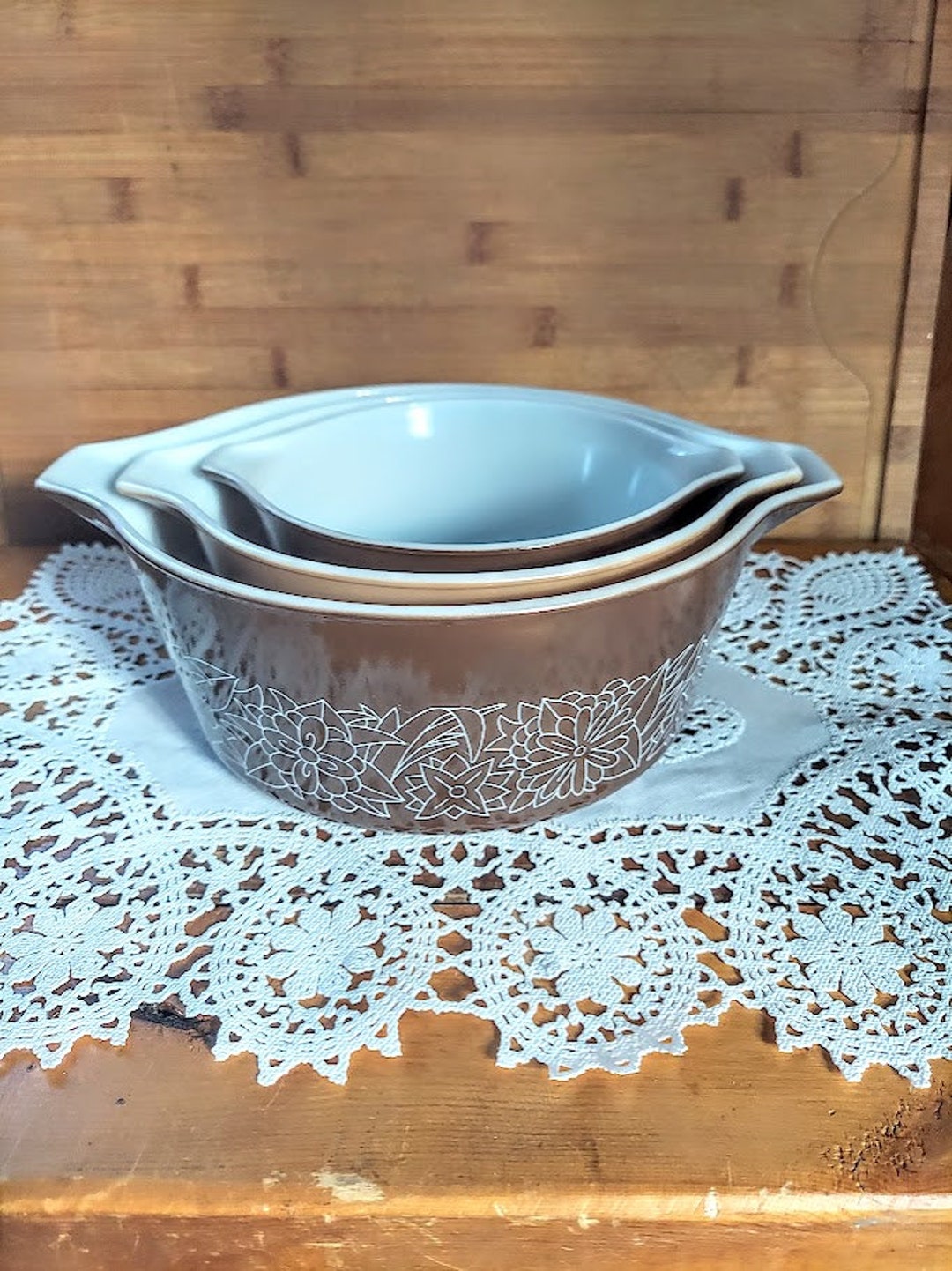 Vintage PYREX Woodland Pattern Bowl Set of Three Retro Farmhouse ...