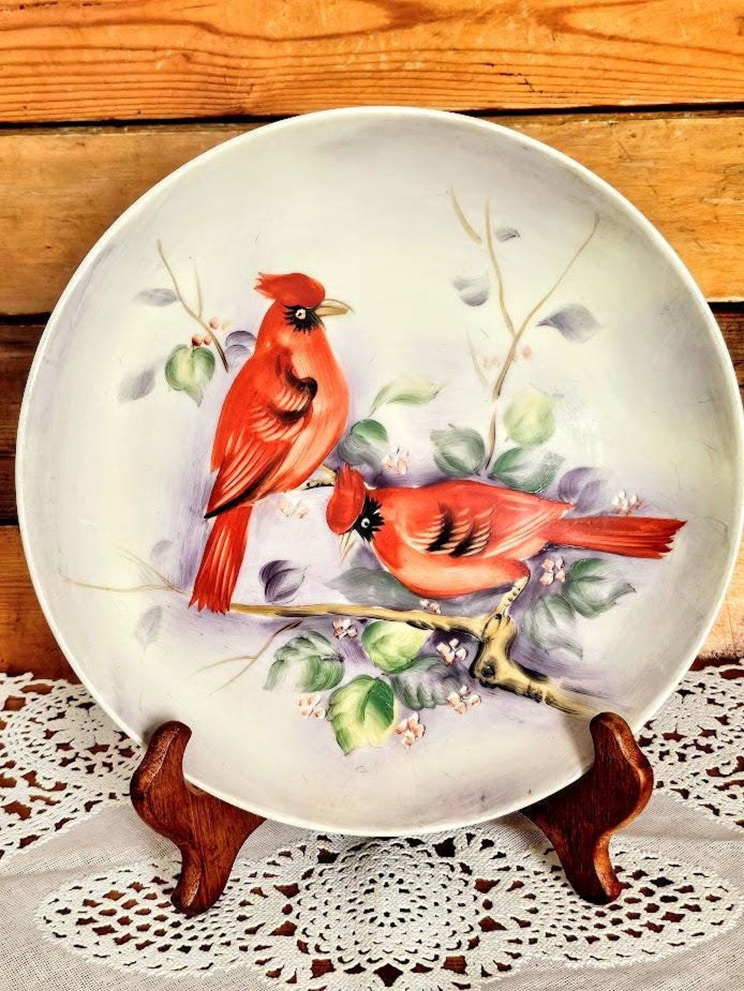 Vintage LEFTON China Hand-painted Cardinal Collector Plate Ready to ...