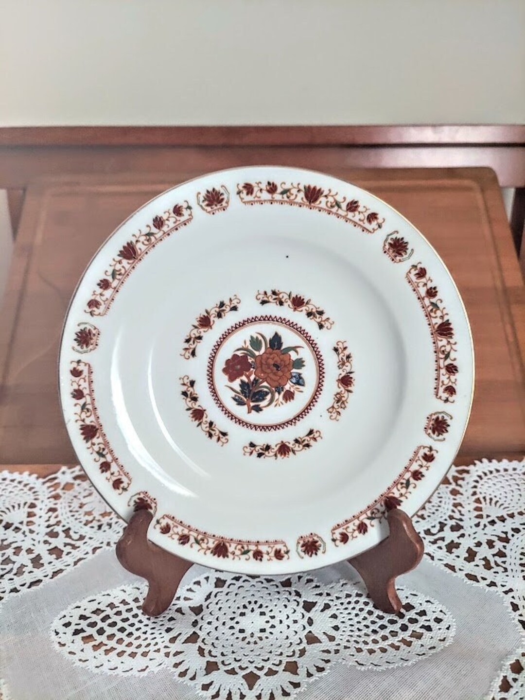 Vintage Ten Red Cathay China by XIAMEN Salad/luncheon Plates Gold Trim ...