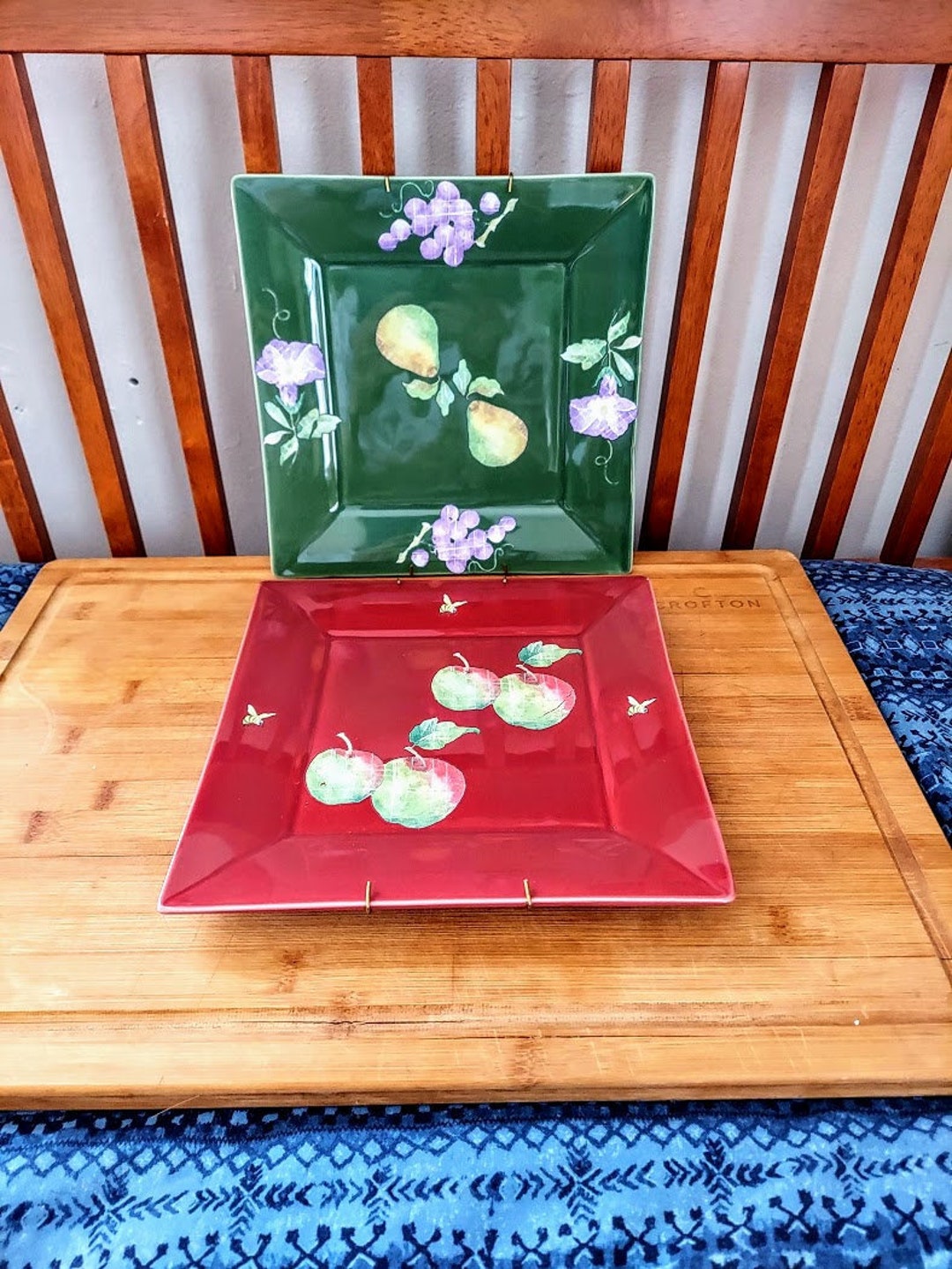 Vintage World Market Two Decorative Square Plates - Made in Portugal ...