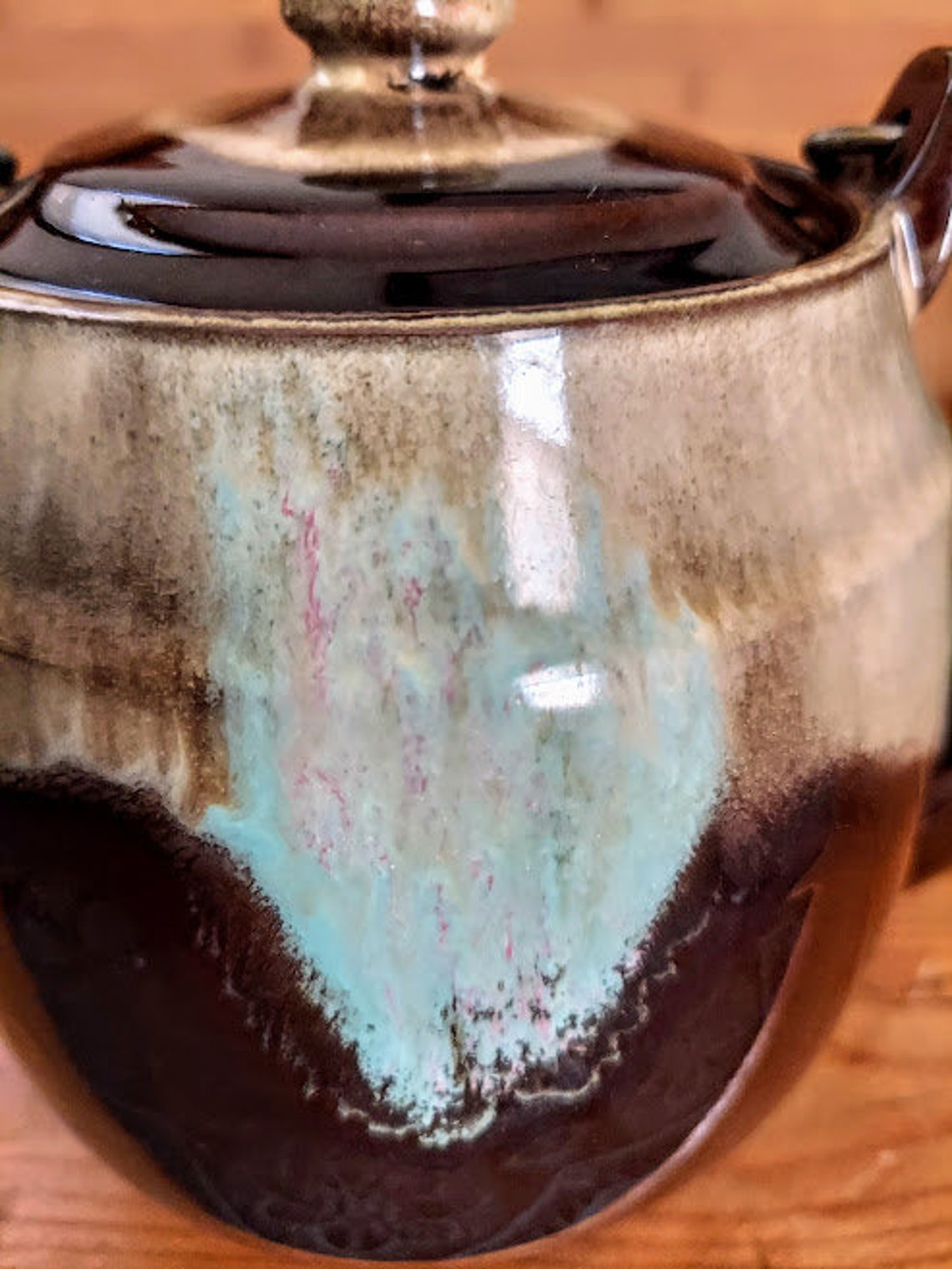 Vintage Brown Drip Glazed Rustic Pottery Tea Pot With Lid - Etsy