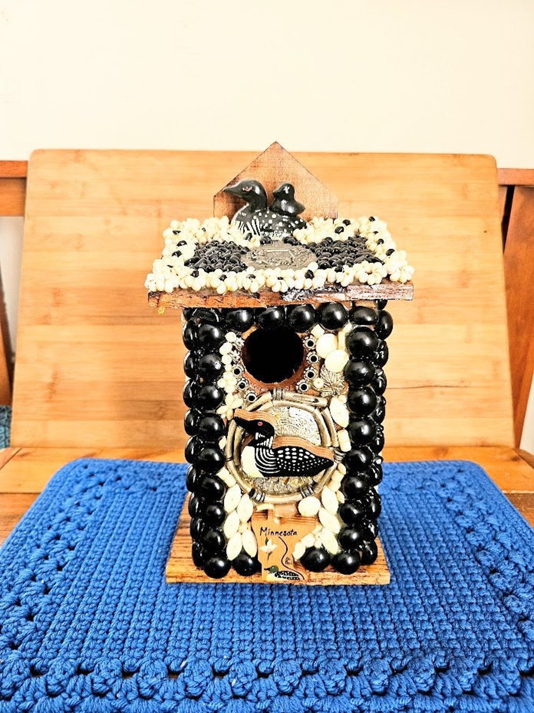 Handmade Mosaic Functional Birdhouse MINNESOTA Theme With Loons and ...