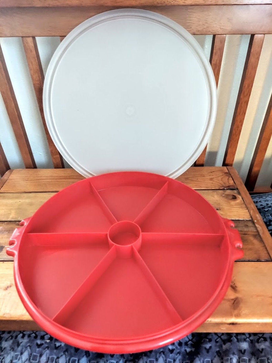 Vintage Two Tupperware Party Susan Red Serving Trays and Lids - Etsy