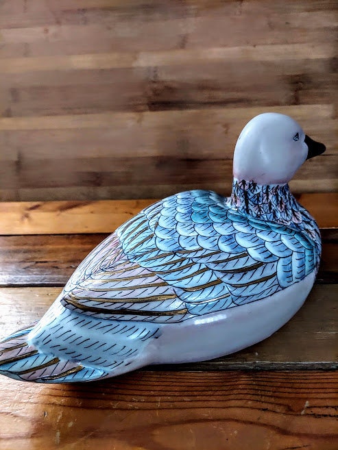 Vintage Beautiful Large Ceramic Duck Hand Painted Chinese | Etsy