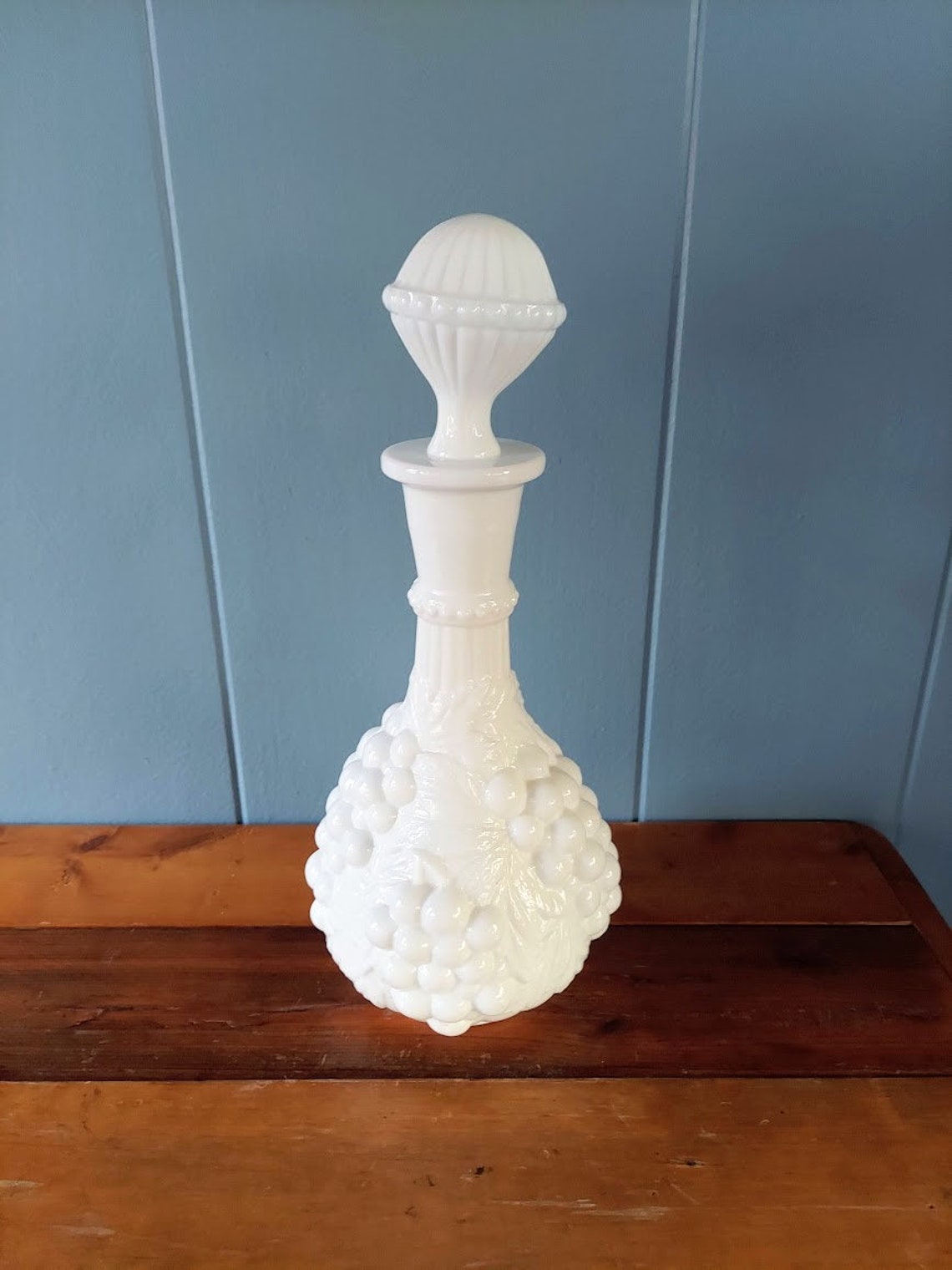 Vintage Genuine Milk Glass Decanter Grape Pattern With - Etsy