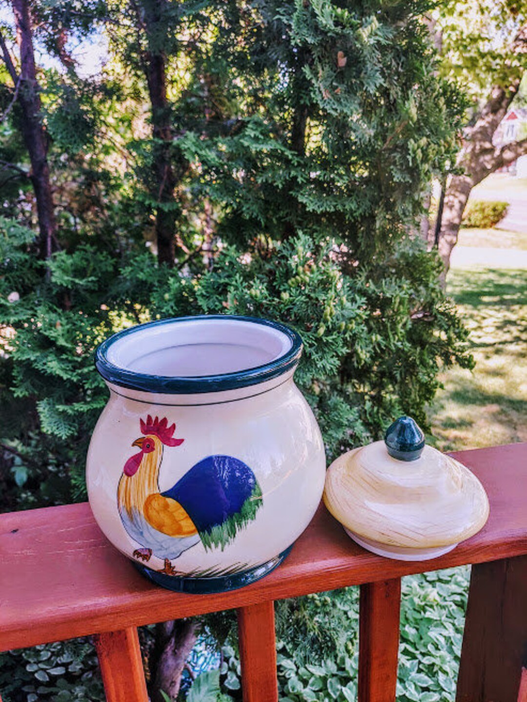 Vintage Ceramic Rooster Cookie Jar Country Farmhouse Kitchen Canister ...