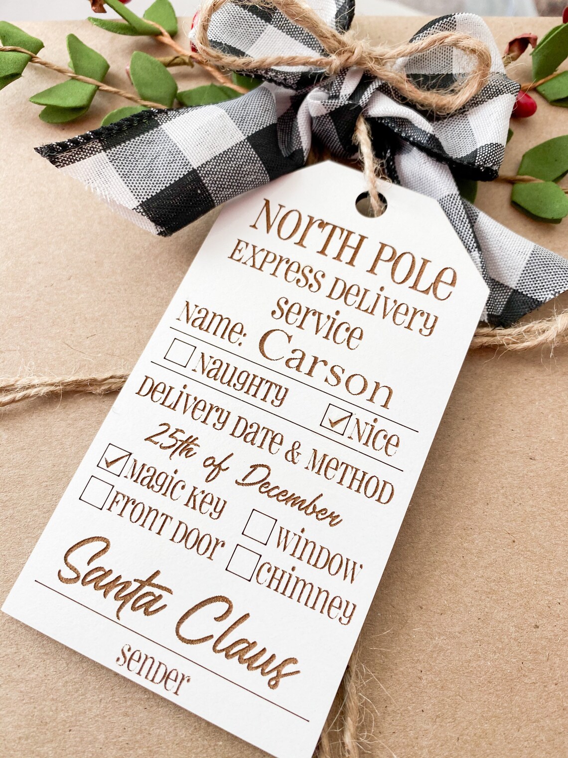 Santa Delivery Tag North Pole Delivery Gift Name Tag - Etsy