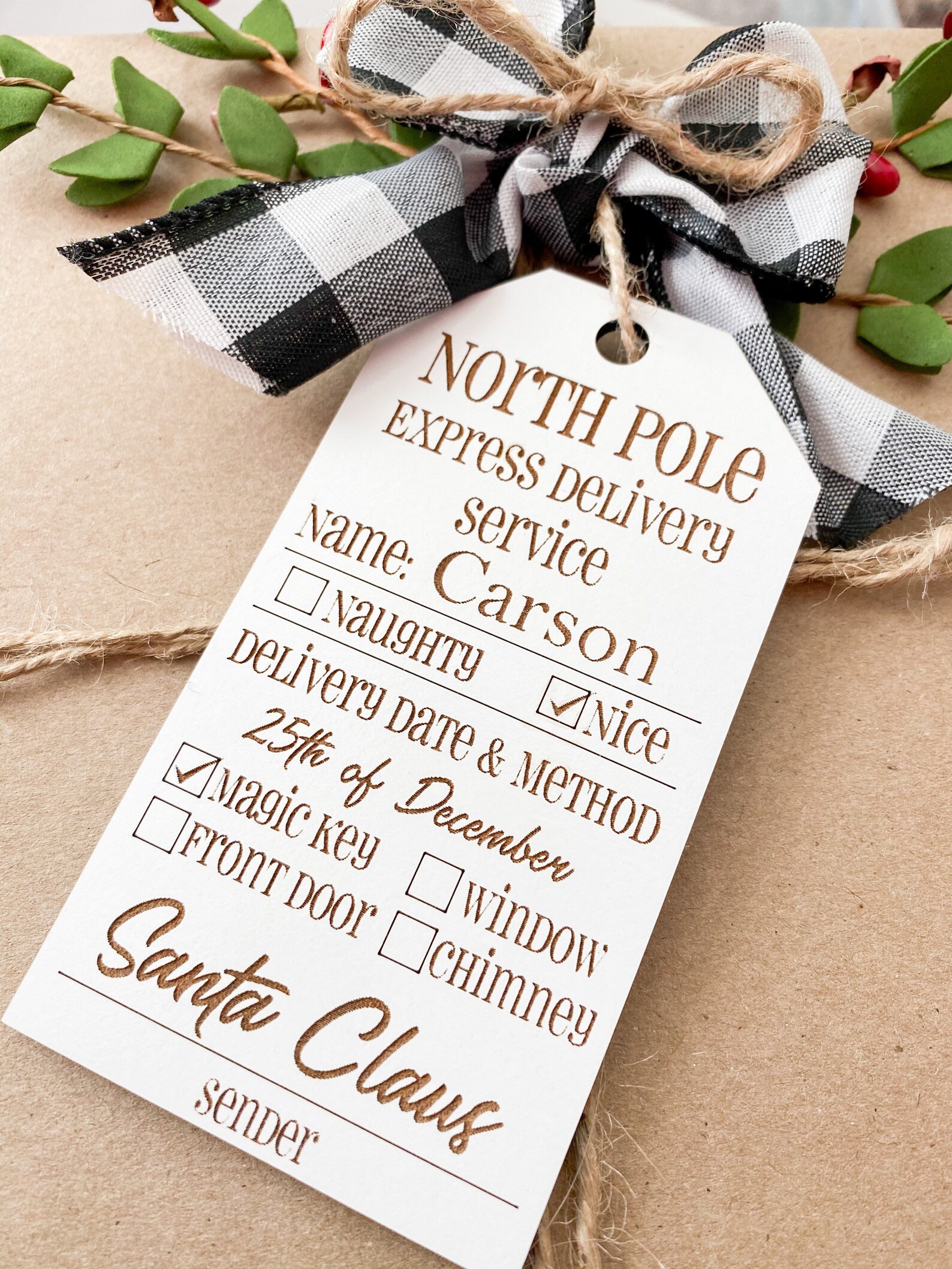 Santa Delivery Tag North Pole Delivery Gift Name Tag - Etsy