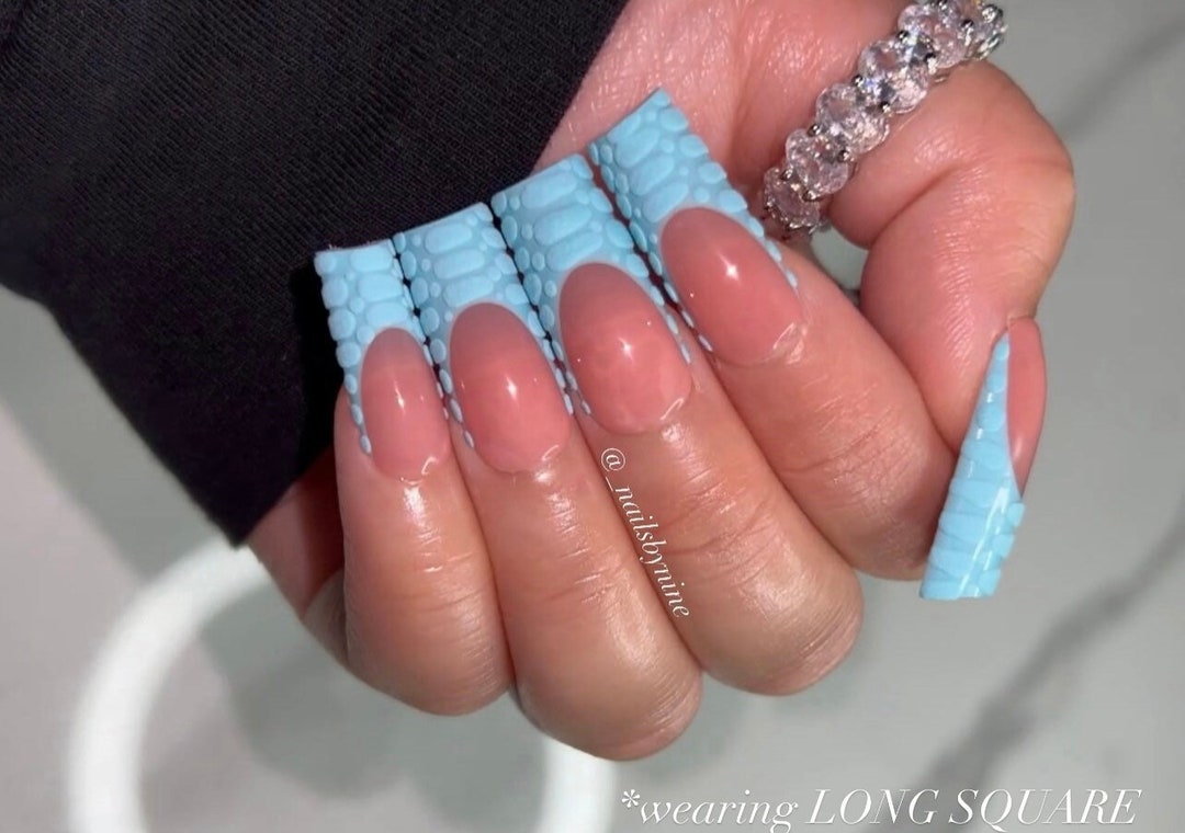 Baby Blue Crocodile Print Press on Nails - Etsy