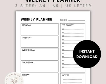 Printable Weekly Planner A4 - Etsy