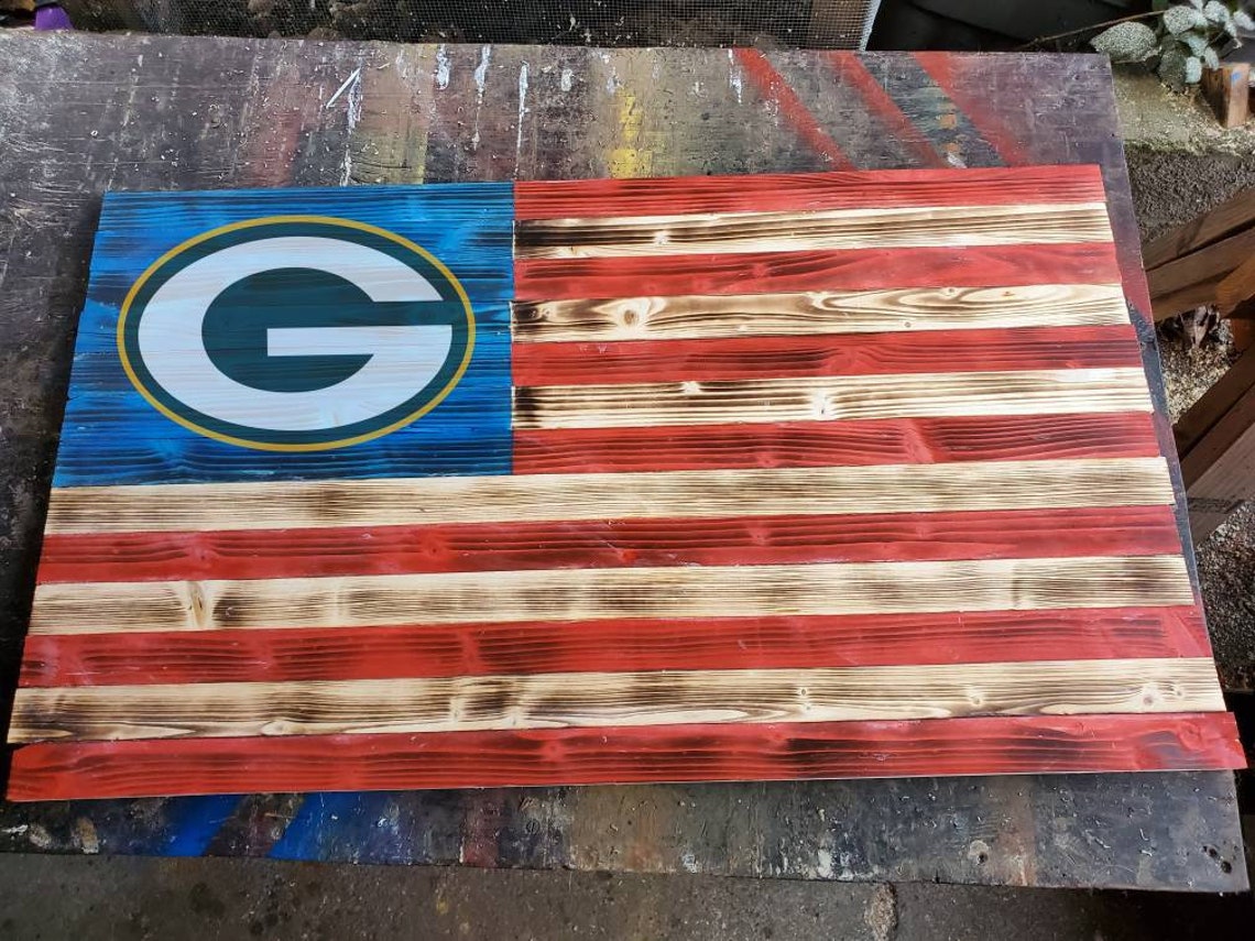 Custom NFL/Sports team wood American flag | Etsy
