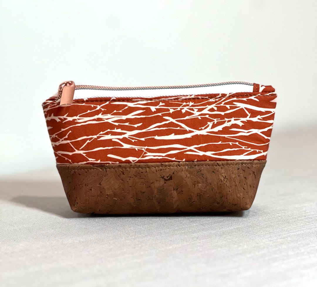 Cotton and Cork Zipper Pouch | Mini Brown - Etsy
