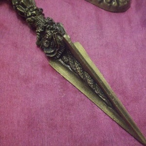 Phurba - Bronze Tibetan Buddhist Dagger With Stand, 3 Sided With Stand ...