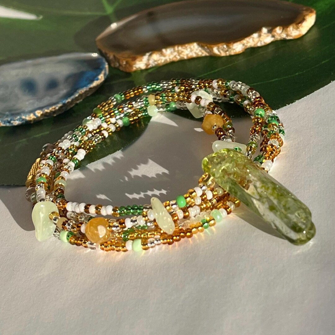Moss Quartz Waistbeads: Aventurine, Olive Jade Crystal Belly Beads - Etsy