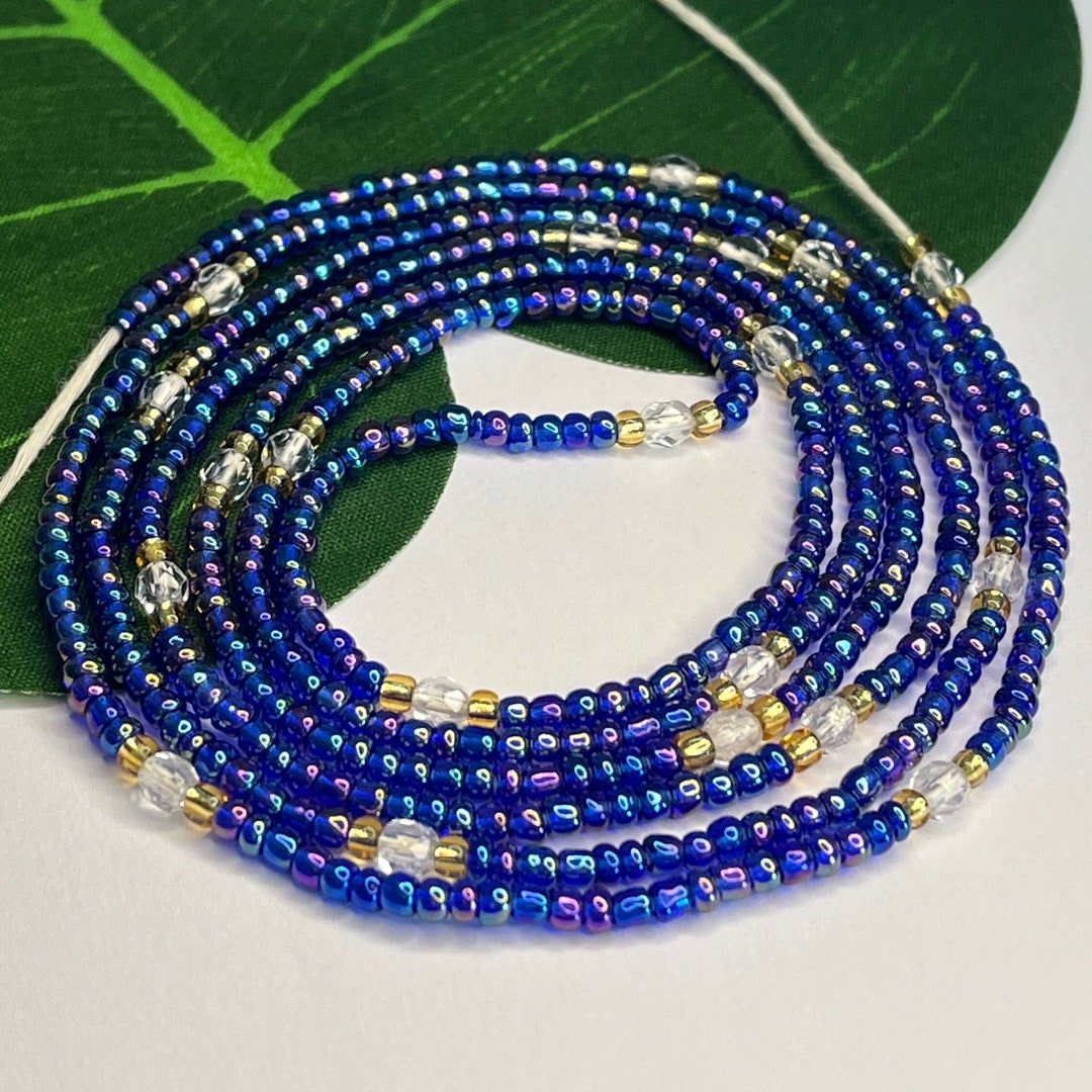 Blue Waist Beads Belly Beads African Waistbeads Body Chain Waist ...