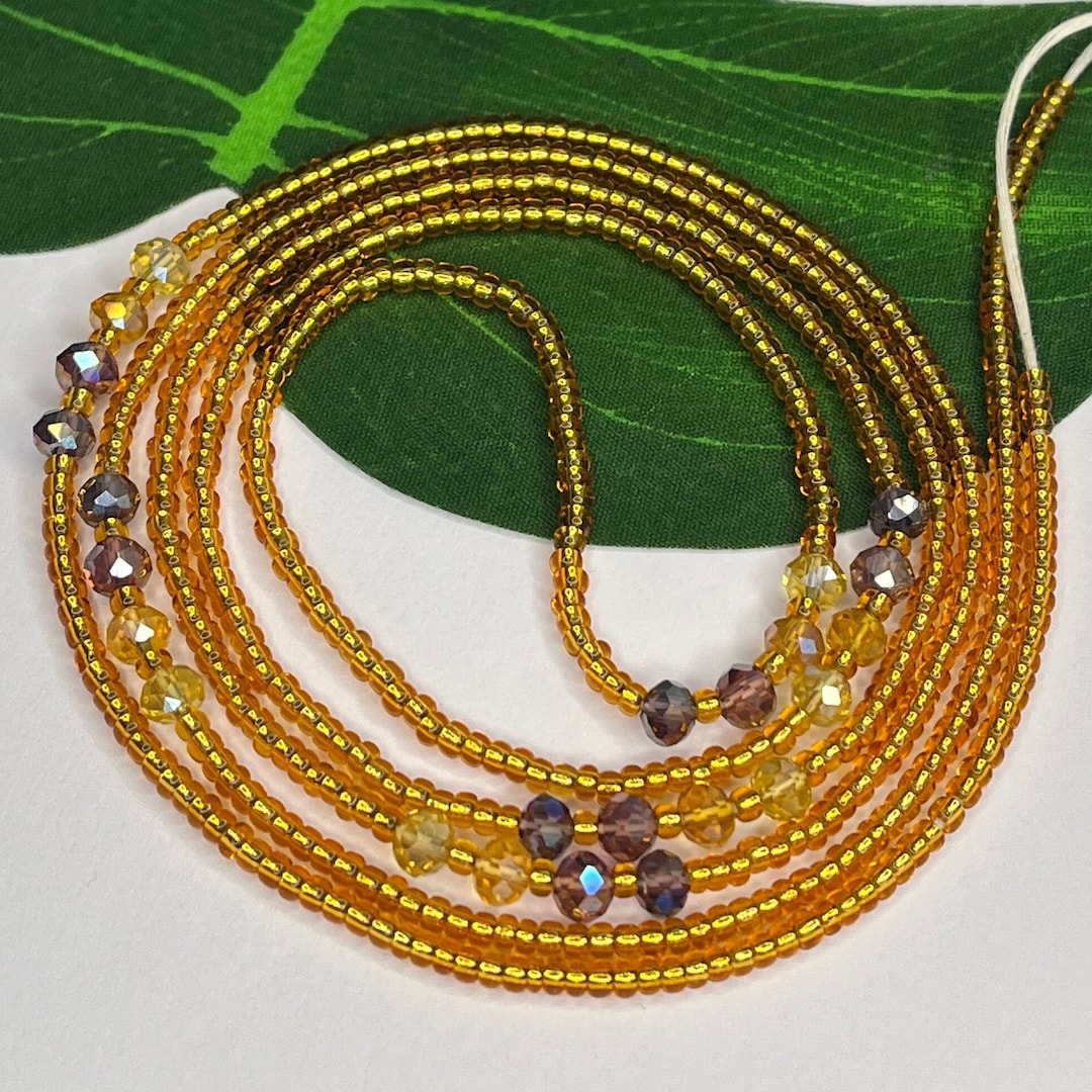 Gold Crystal Waist Beads - African Waist Beads - Belly Beads - Weight ...