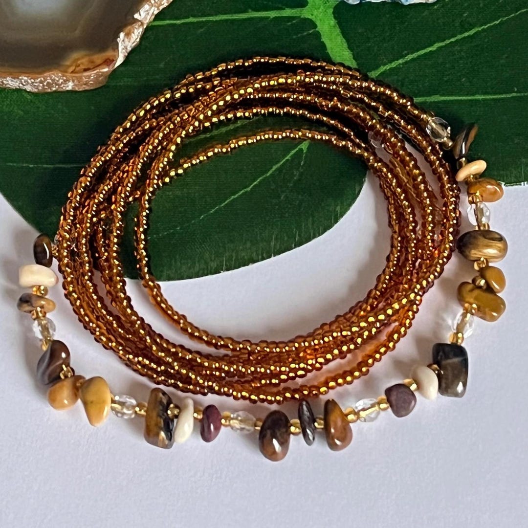 Tiger Eye Waist Bead - Crystal Waistbeads - Charm Waistbead - Bead ...