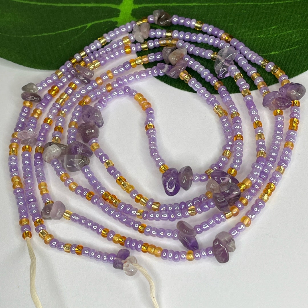 Amethyst Waist Beads African Waistbeads Waist Jewelry Tie On/clasp ...
