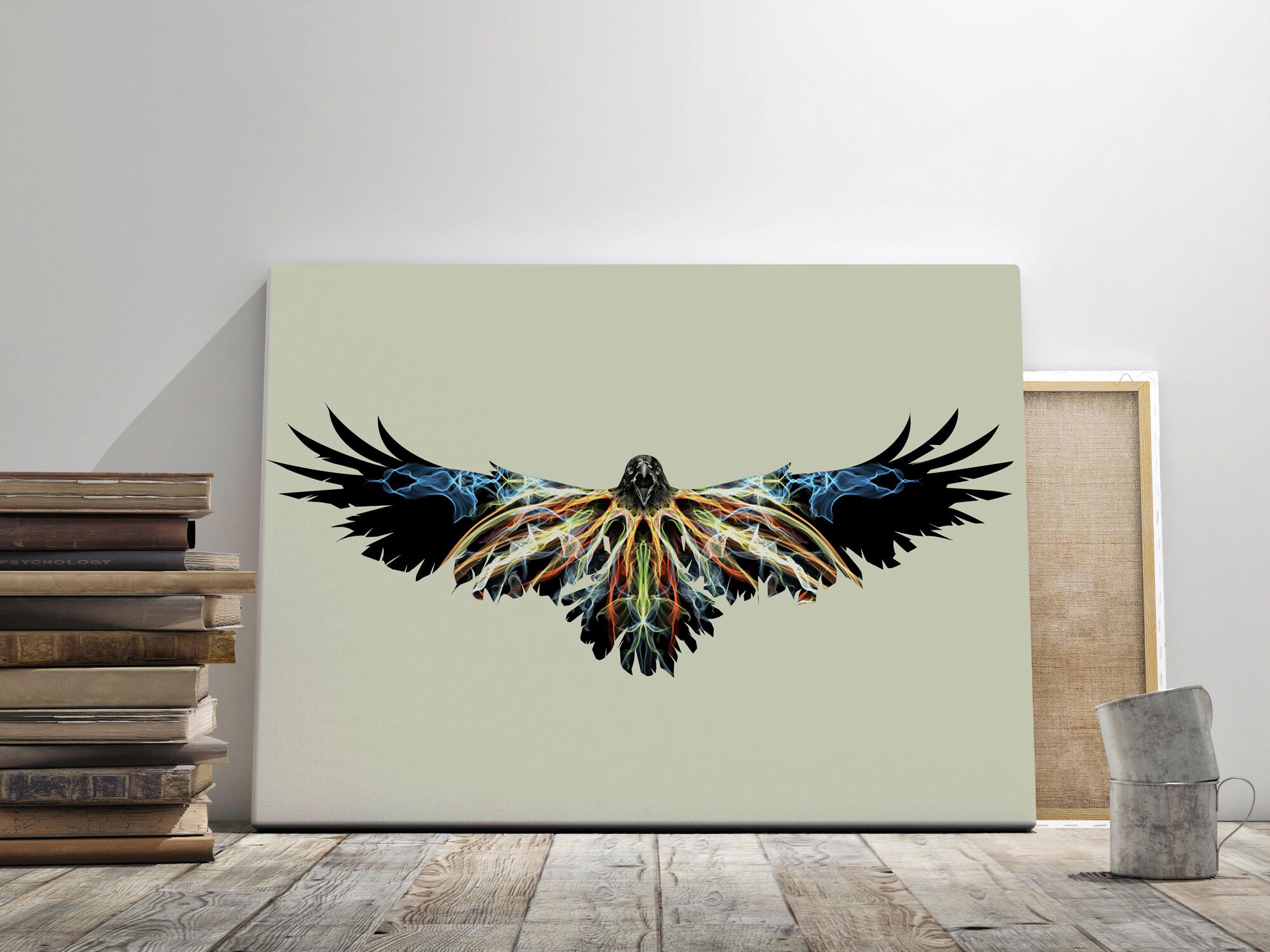 Fire Crow Print on Canvas / Black Crow Art / Raven Gift Ideal para ...