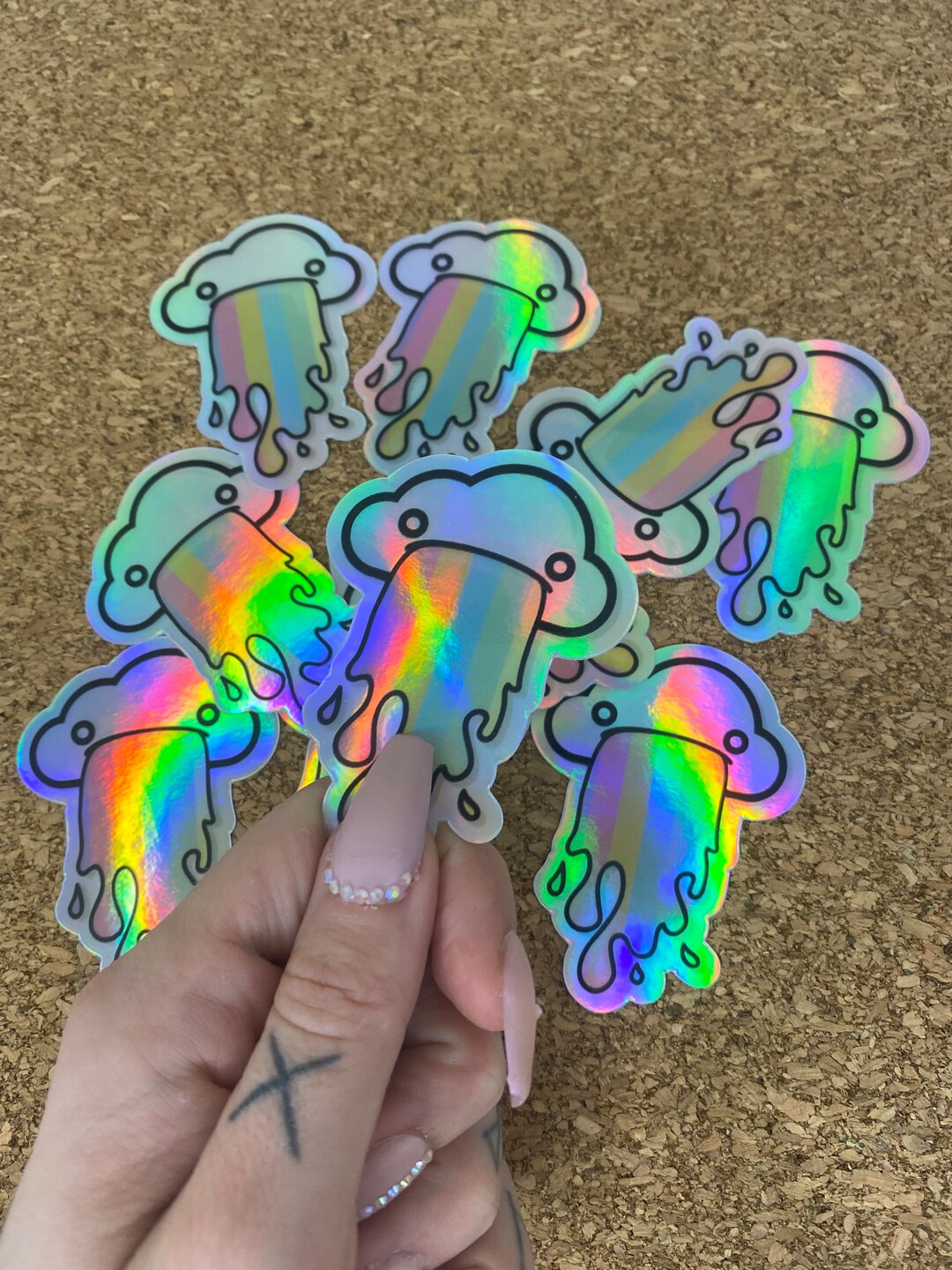 Rainbow Barf Cloud Holographic Sticker - Etsy