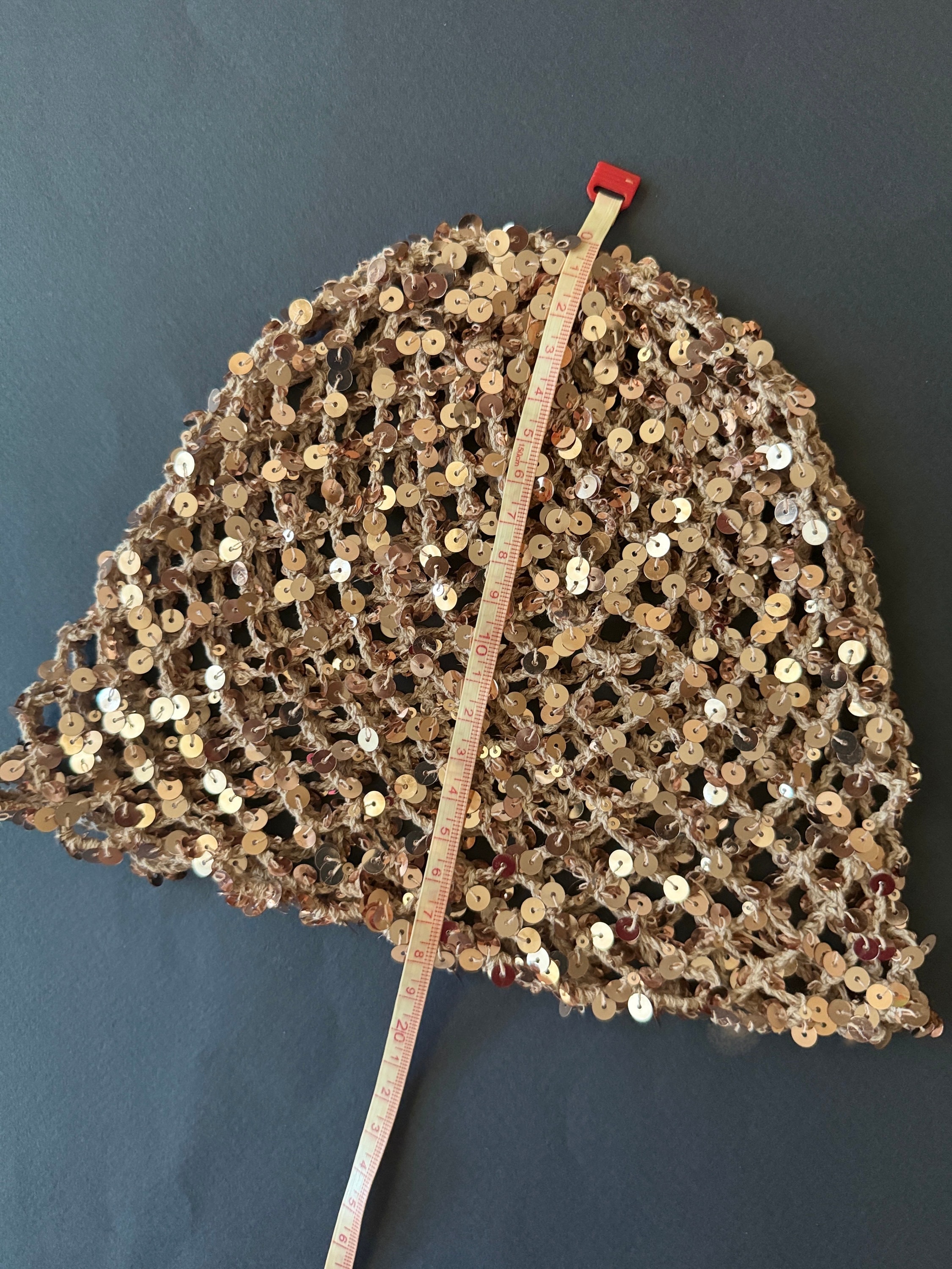 Beige Mesh Beanie Hat With Sequins, Sparkly Beanie Net Hat Crochet Hat ...