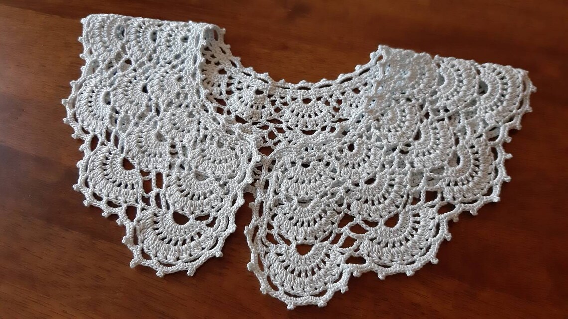 Grey Lace Collar Handmade. Wide Crochet Collar Applique. - Etsy