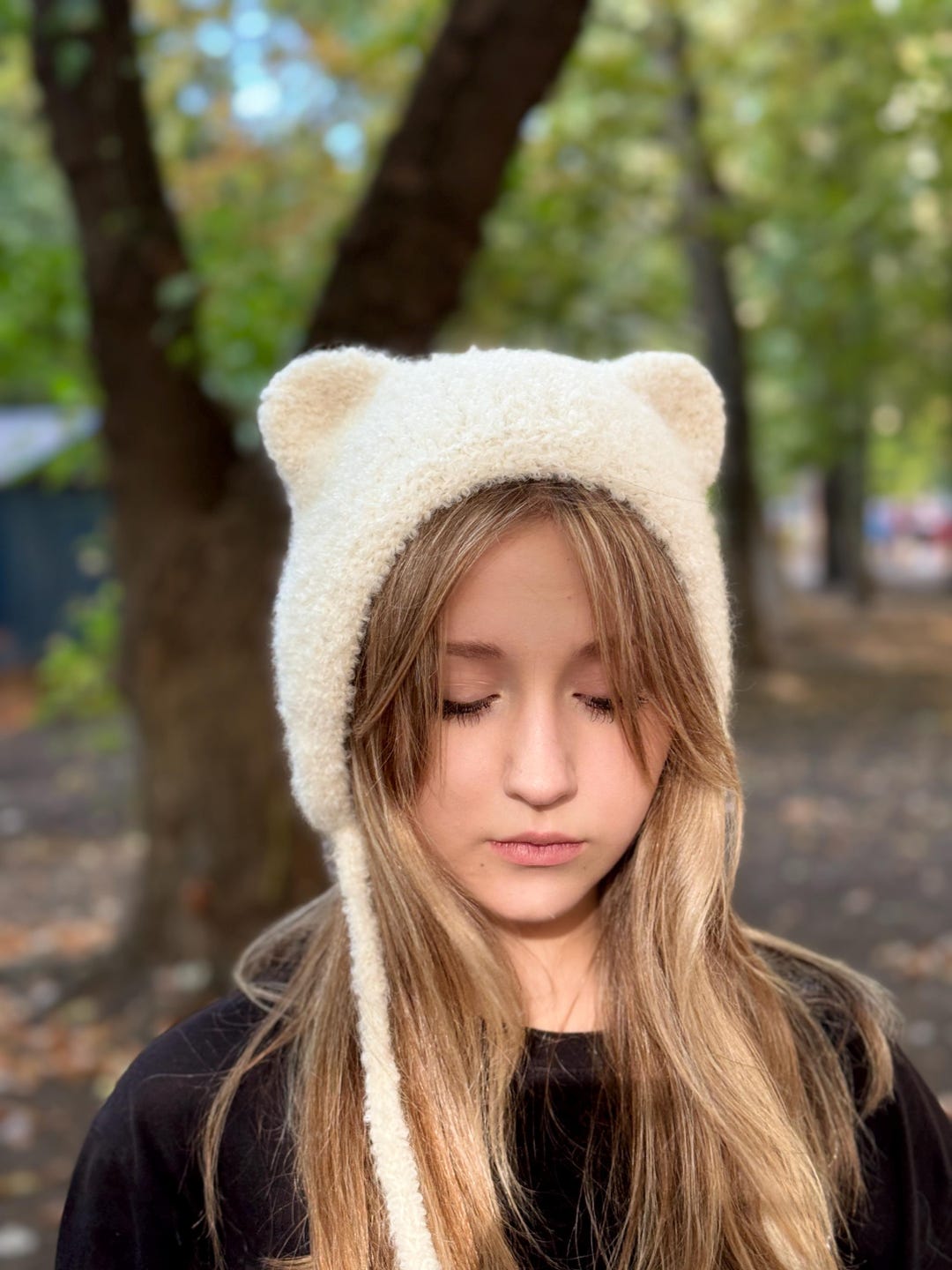 Teddy Bonnet Alpaca Boucle, Knitted Adult Bonnet Winter, Bear Hat ...