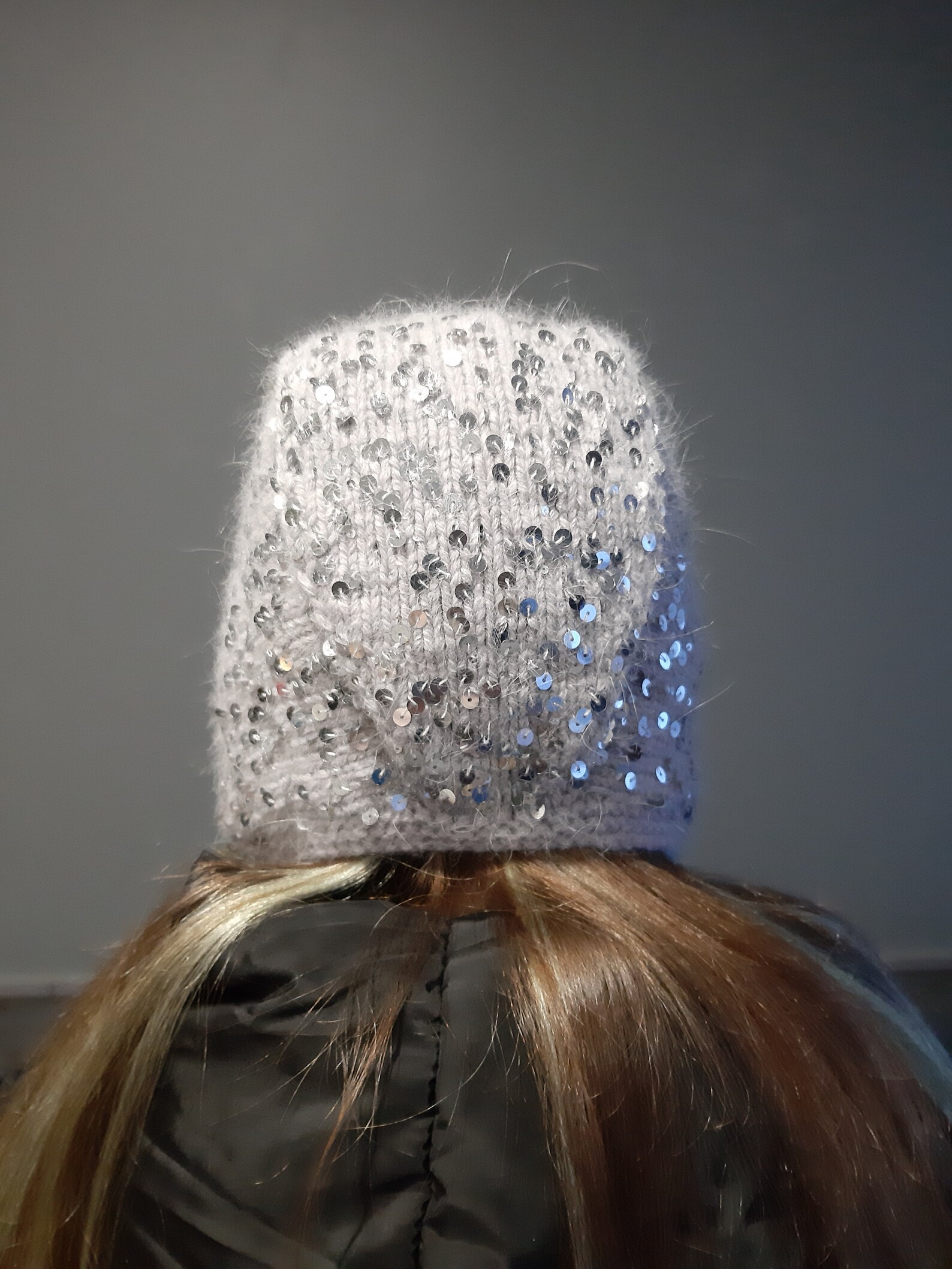 Sequin Bonnet Adult. Silver Gray Hat for Women. Shiny Bonnet Hat ...
