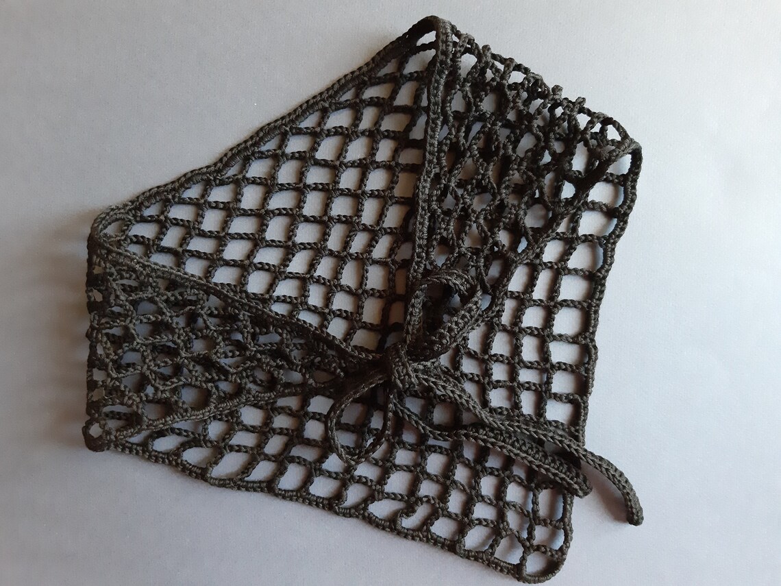 Black Net Bandana. Lace Kerchief. Cotton Triangle Lace Head Scarf. Mesh ...
