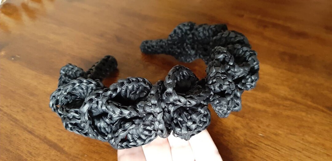 Black Raffia Headband. Trendy Straw Headpiece. Designer Straw Headband ...