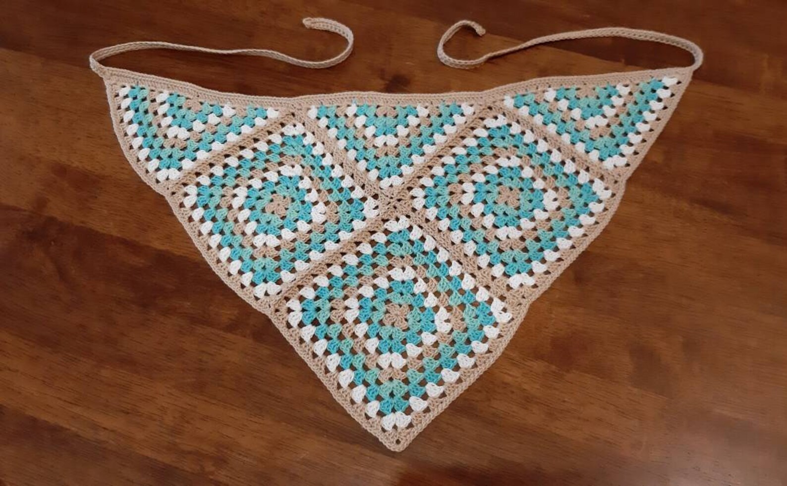 Granny Square Triangle Head Scarf With Ties. Pastel Cotton Hair ...