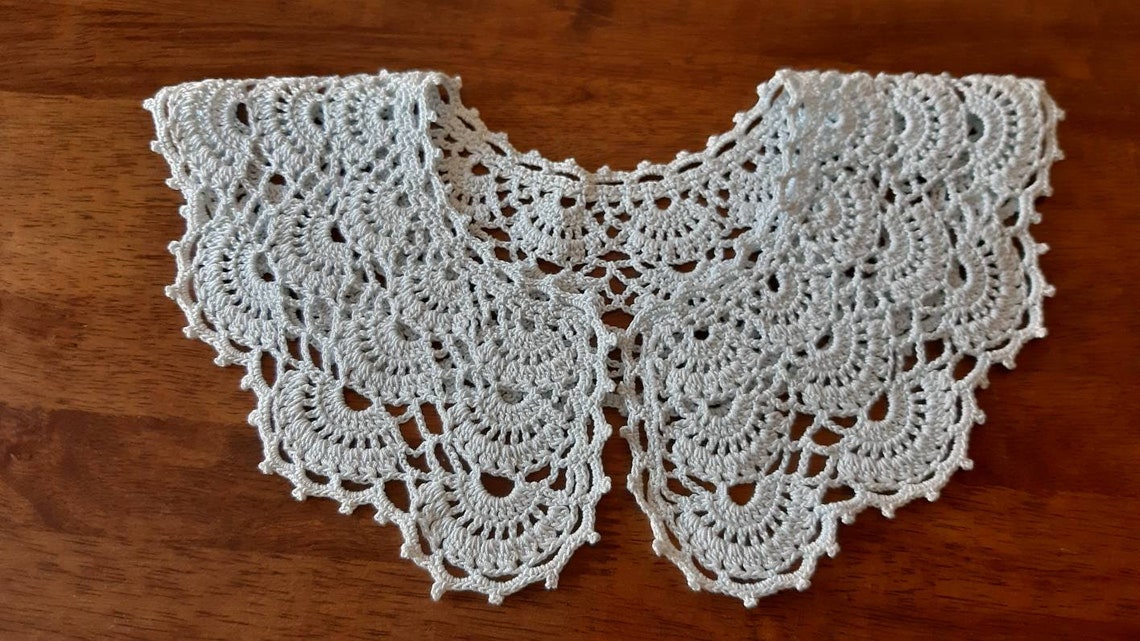Grey Lace Collar Handmade. Wide Crochet Collar Applique. - Etsy