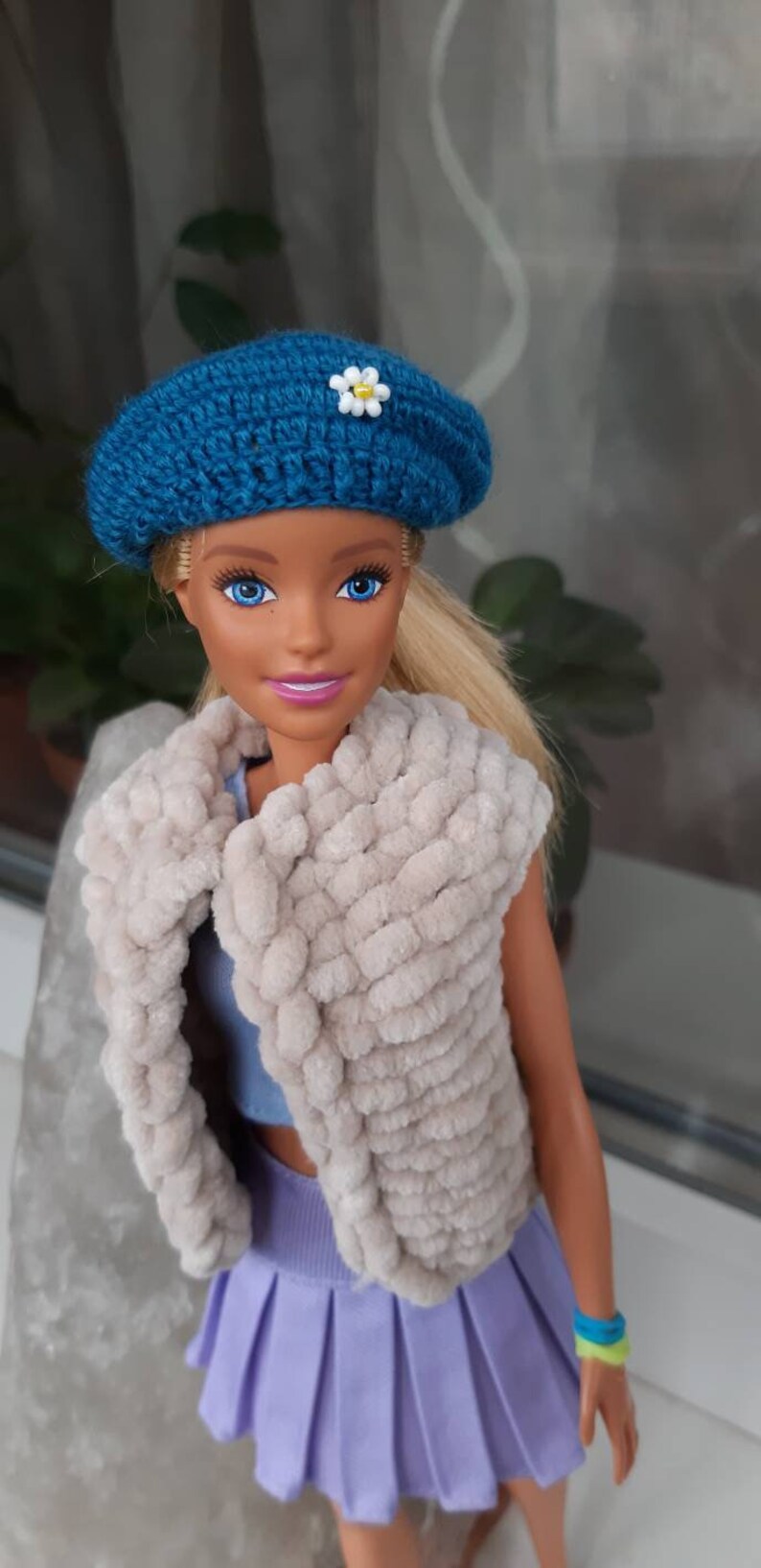 Doll Beret: Daisy Beret for Doll, Miniature Beret Hat for Doll 11.5-12 ...